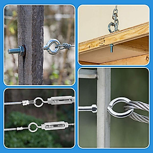 Stainless Steel Eyebolts with Nuts,4 Pcs 3/8 x 5 inch Long Heavy Duty Threaded Eye Bolts for tie-Downs, Lifting and securing Cables Wires