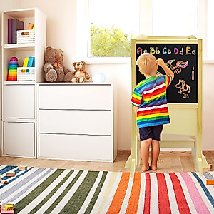 Leipal Foldable Kitchen Step Stool for Kids Toddlers with Drawing Blackboard Folding Toddlers Extra Small Stool Wooden