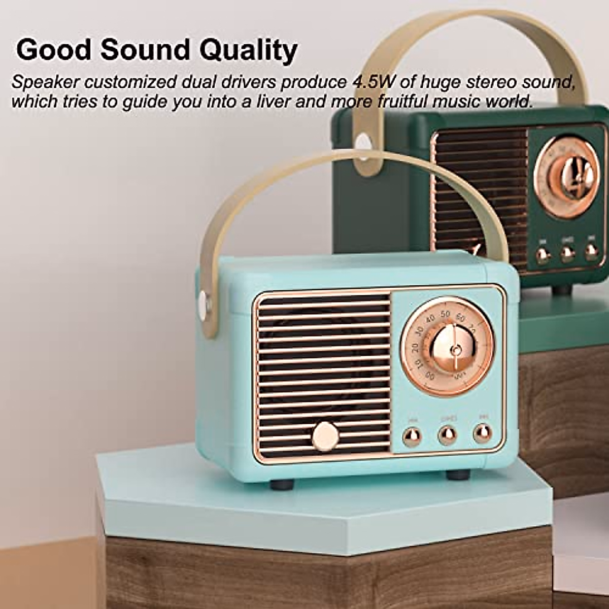 Baolira Vintage Retro Bluetooth Speaker Wireless Mini Speaker,Blue Speaker with Crystal Clear Stereo Sound Rich Bass, Retro Portable Speaker for iPhone,Android Devices and Tablet(Blue)