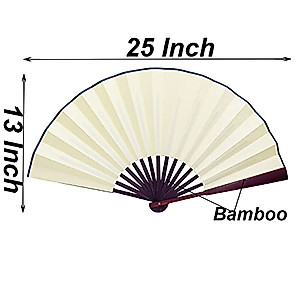 Folding Fan China Fan,Hand Fans with Traditional Chinese Arts (Cream) 13inch
