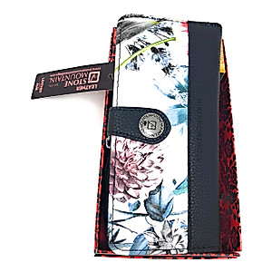 Stone Mountain Zip Around White Floral Leather Wallet in Gift Box | 7 X 4 in