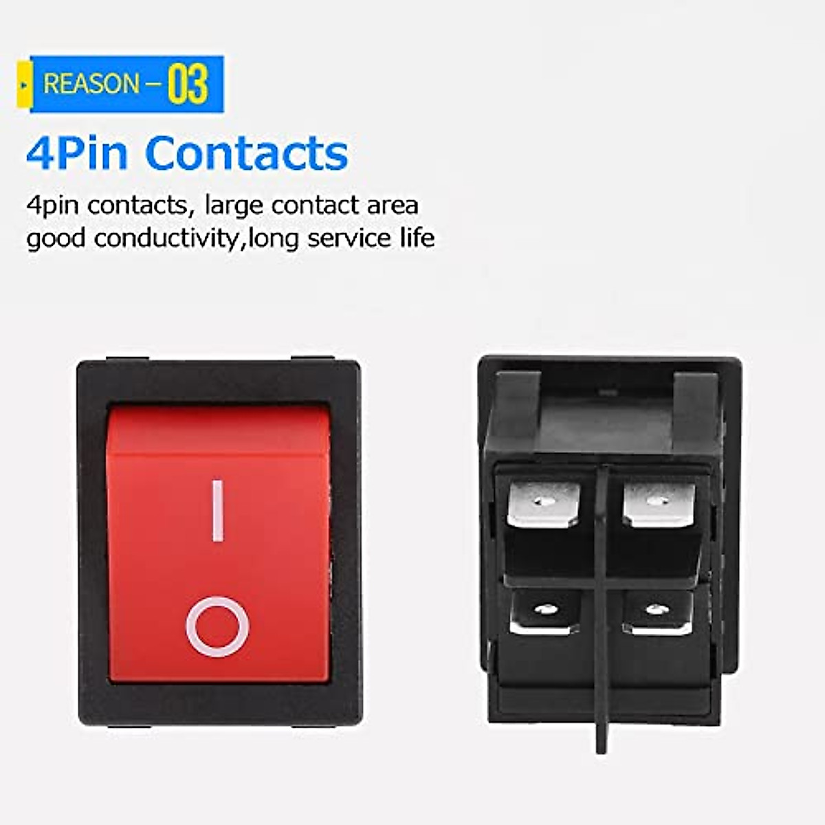 ON-Off 4 Pin Rocker Boat Switch,30A Welder Welding Machine 4-Pin Boat Type ON/OFF Rocker Switch,IP65 Waterproof and Dustproof(1PCS)