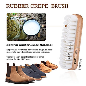 TAKAVU Shoe Shine Brushes Kit (4PCS) - 100% Soft Horsehair Bristles Brush, Polish Applicator, Crepe Suede Shoes Brush, Microfiber Buffing Cloth for Shoes, Leather, Boot, Cloth, Bag