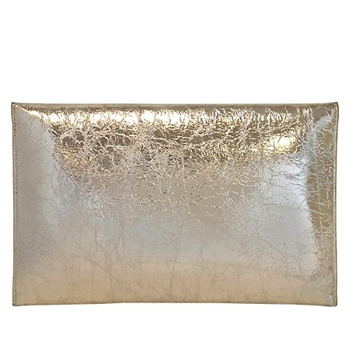 JNB Crushed Metallic Envelope Clutch, Gold