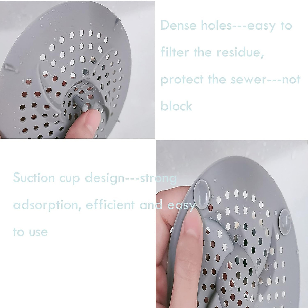 Generic Silicone Drain Hair Catcher, Silicone Hair Stopper Shower Drain Covers, Durable Kitchen Sink Drain Strainer for Bathtub Kitchen Sink and Washbasin Pack of 3, Blue+pink+green