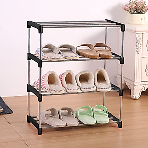 Lechay 1 PC 3-Tier Stackable Small Shoe Rack, Shoe Organization Shoe Holder Entryway for Saving Storage