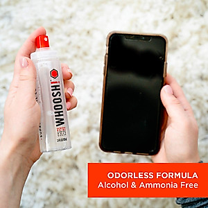 WHOOSH! Laptop Screen Cleaner Spray and Wipe - 3.4 + 0.3 fl oz + 2 Microfiber Cloths - Duo with Large & Travel Size Bottles for Eyeglass Cleaner, Car Screen & Phone Cleaner - iPhone Cleaning Kit