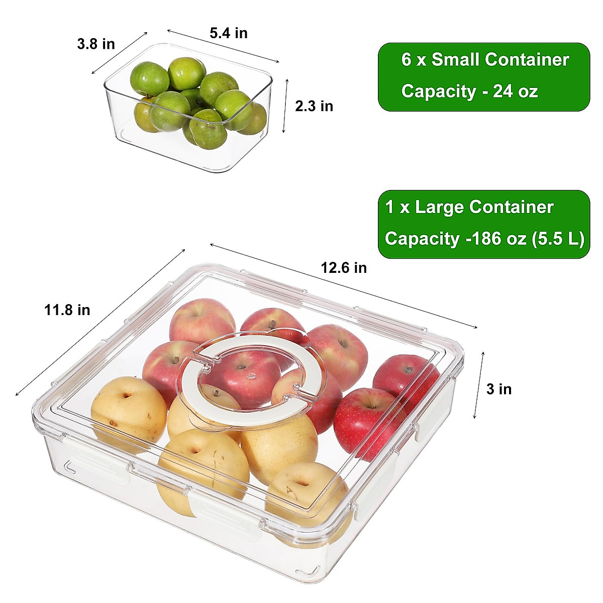 Divided Serving Tray with Lid Handle, Snackle Box Charcuterie Container, 6 Compartment Removable , Airtight Snack Box Container, BPA-Free Fruit Storage Container for Berry, Snack, Candy, Nuts