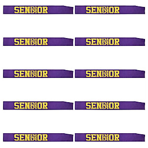 Senior Sash 2025 Purple,10 Pack Senior Cheer Sashes Gold Glitter Letter Class of 2025 Graduation Celebration Class Competition Sash Party Supplies