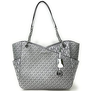 Michael Kors Large Jet Set Travel Chain Shoulder Tote (Silver)