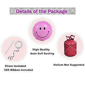 Pink Smile Face Balloons for 1st Birthday Decors| One Happy Dude Foil Balloons, 18" Pack 3| Happy Face Balloons for Smile Face Birthday Party Decorations| Preppy Style Balloons for Bachelorette Party,