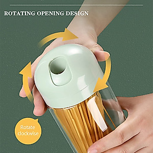 funvim Spaghetti Container Storage Glass,59oz/1.7L Pasta Storage Containers for Pantry Airtight,Green Spaghetti Jar with Measurer for Spaghetti and Noodles