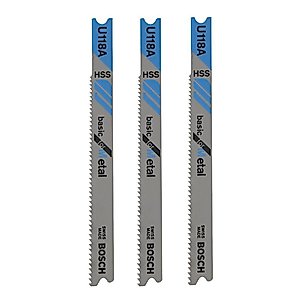 BOSCH U118A3 3-Piece 3-1/8 In. 17-24P TPI Basic Metal Cutting U-shank Jig Saw Blades