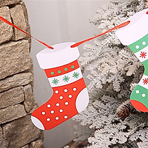 Artfen Christmas Banners Flags Hanging Bunting Garland 4 Pcs Paper Christmas Door Wall Window Hanging Decoration Ornaments Home Office Hotel Party Scene Decoration Supplies