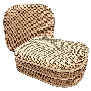 PAGGED Khaki Foam Seat Cushions Kitchen Chairs Pads for Dining Chairs Non Slip Patio Seat Cushions Set of 4 Washable U Shaped Soft Thick Large Metal Wooden Chair Cushions,17" x 15"