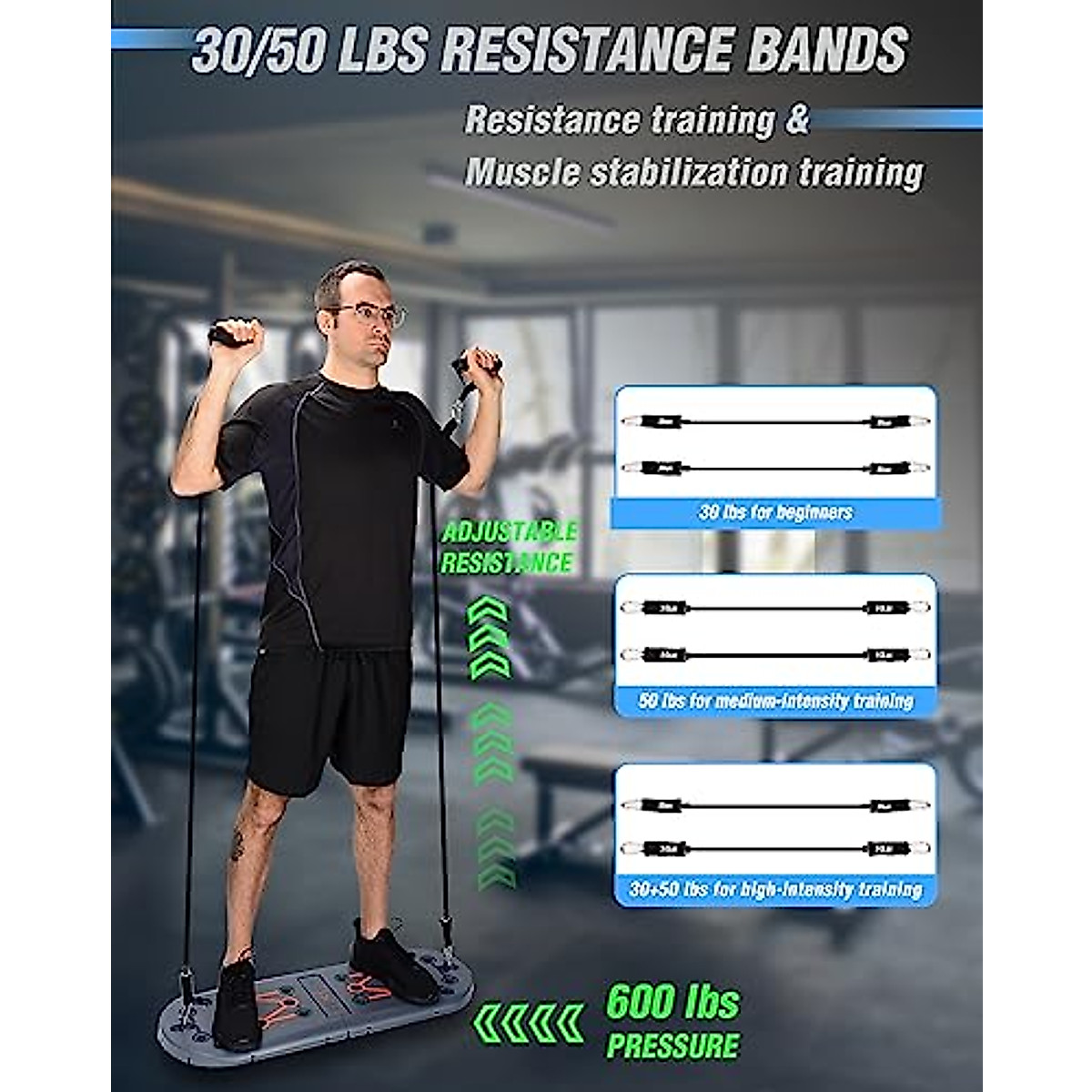 Hikeen Home Workout Equipment to Help Achieve Fitness Goals, 27-in-1 Portable Gym Exercise Equipment with Compact Push-Up Board, Resistance Bands, Ab Roller Wheel, and Pilates Bar, Master Your Workout