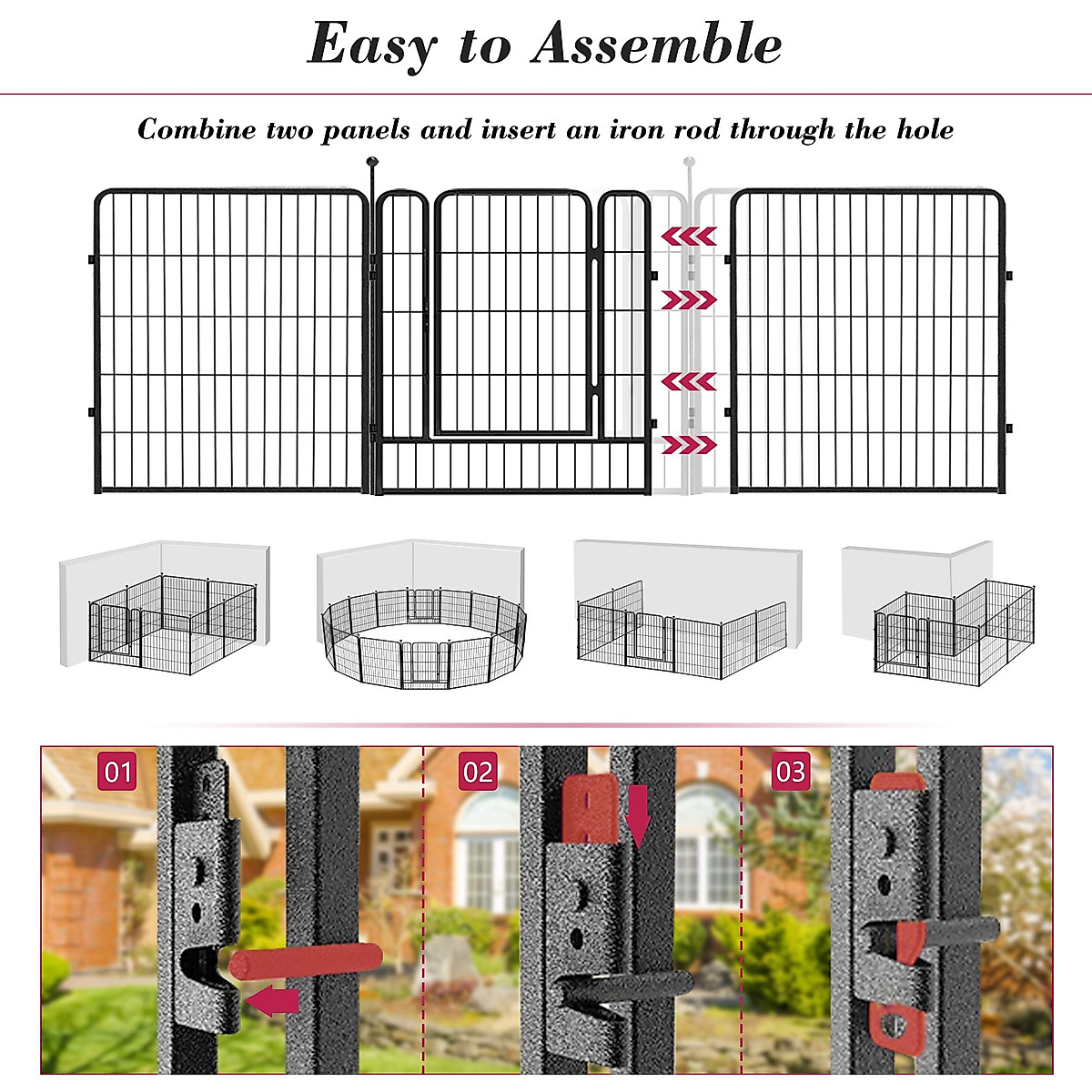 Jhsomdr Dog Playpen Outdoor 32" Height Foldable 32 Panels Heavy Duty Metal Portable Dog Pens Indoor Anti-Rust Exercise Dog Fence with Doors for Large/Medium/Small Pets Play Pen for RV Camping Yard