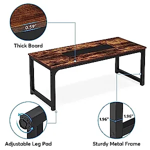 LITTLE TREE 78.7 Inch X Large Executive Office Computer Desk, Brown