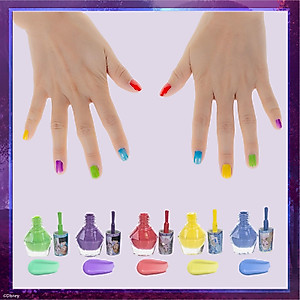 Townley Girl Disney Frozen Elsa and Anna Non-Toxic Peel-Off Water-Based Safe Quick Dry Nail Polish Gift Kit Set for Kids Girls with Bonus Nail Separators, 14 Pc Set (All Solid Colors)