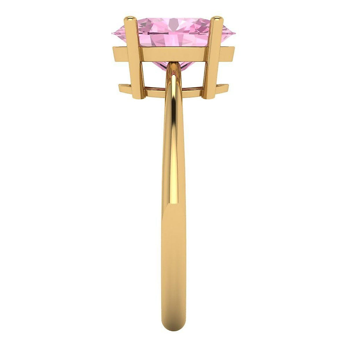 Clara Pucci 2.4ct Oval Cut Solitaire Pink Simulated Diamond Cubic Zirconia Bridal Designer Wedding Anniversary Ring 14k Yellow Gold