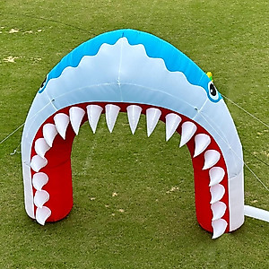 Inflatable Shark Mouth Arch Inflatable Shark Archway Entrance 13ftx13ft with Blower for Sea World Event Birthday Party Ocean Theme Decoration