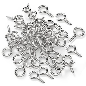 Axe Sickle Silver 1 inch Screw Eyes Metal Eye Hooks Small Eyelet Screws, 100 Pcs