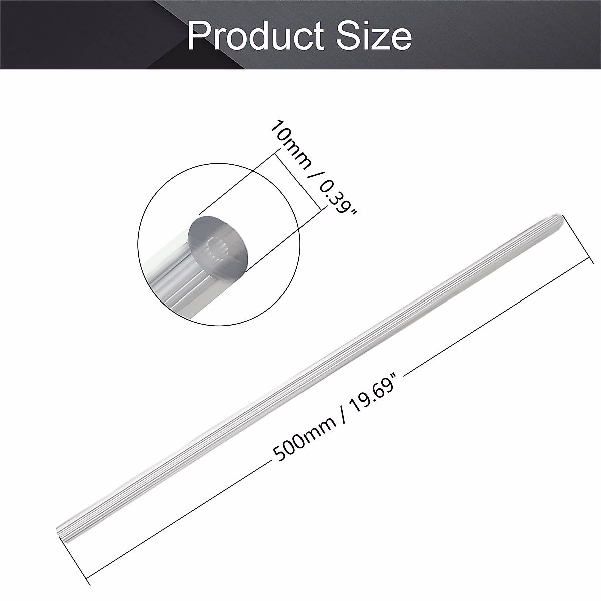 Fielect White Straight Line Acrylic Round Rod Standard Plexiglas Tolerance Lightweight for DIY 10mm Diameter 500mm Height 1Pcs