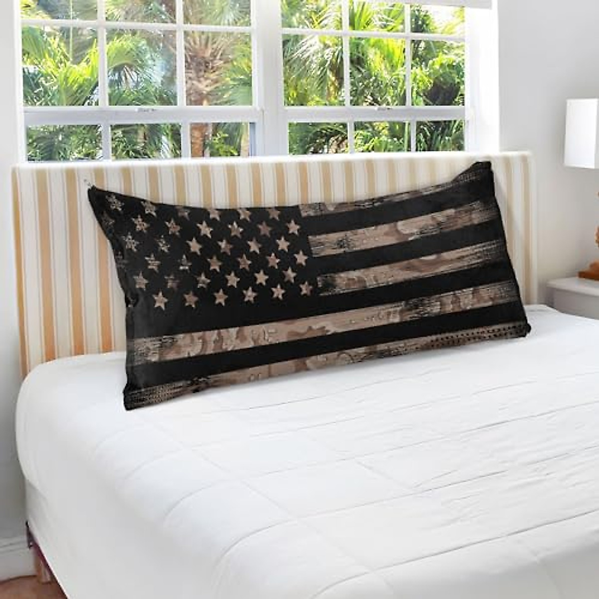 ALAZA American USA Flag with Desert Camouflage Plush Pillow Cases Standard Size Pillow Cover Soft & Warm Zippered Bed Pillowcase, 20 x 26 inch
