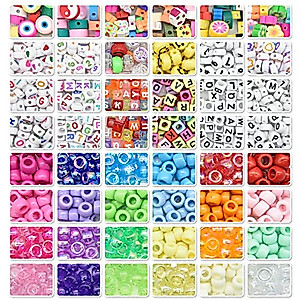 JOJANEAS Pony Beads Kit Bracelet Making Kit for Girls, Friendship Bracelet Kit Smile Face/Letter Beads for Kids