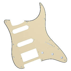 IKN 11 Hole Strat HSS Pickguard Guitar Scratch Plate for American/Mexican Made Standard Strat Modern Style Guitar Replacement, 3Ply Cream