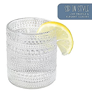 Darware Hobnail Drinking Glasses (12oz, 6pk, Clear); Old-Fashioned Beverage Glasses for Tabletop, and Bar Use and Candle Jars