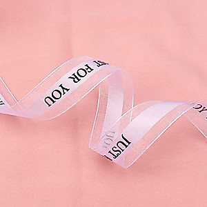 2 Rolls White Red Chiffon Ribbon, Printed Just for You Ribbon for Gift Wrapping, Wedding, Valentines Day, 22 Yards Organza Ribbon for DIY Crafts, Easter Decor