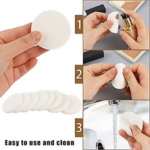50 Pieces White Round Makeup Sponge Facial Powder Puff Cosmetic Sponge Round Foam Pad Beauty Makeup Eye Face Foundation Powder Blender for All Skin Types, Wet and Dry Dual Use