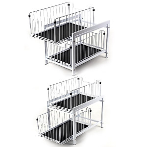 IIF Under Sink Organiser White 2 Tier Sliding Basket Drawers Storage Organisation Pull out Sink Shelf Cabinet Rack for Bathroom Kitchen Pantry