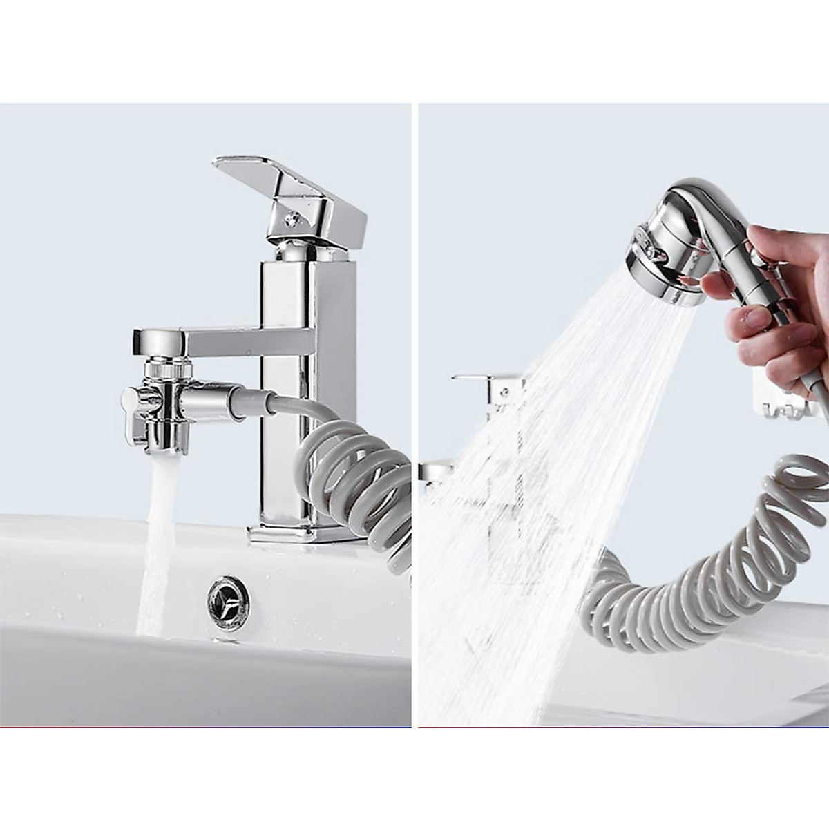 FLYYQMIAO Sink Faucet Hose Sprayer for Hair Washing Bathroom Sink Sprayer Rinser Attachement for Pet Dog Shower, Bathtub Faucet Shower Head Replacement for Baby Bath with 3 Settings & On Off Switch