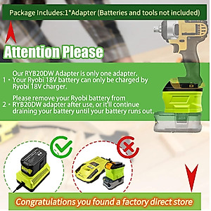 for Ryobi for Dewalt Battery Adapter Converter,Replacement for Dewalt 20V Battery,for Dewalt 20V Cordless Power Tool Adaptor,Work for DEWALT 20V MAX Cordless Drill/Impact Driver Cordless Tool