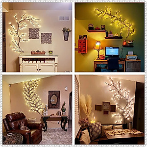 Voice Control Willow Vine Lights, 8 Flash Model Twinkling Tree, 8.5ft Flexible Wall Tree Lights for Living Room Bedroom Decorations, 160 Leds Lighted Tree Branch Lights for Wall Corner Decor (1 pcs)