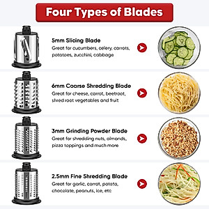 Stainless Steel Slicer Shredder Attachment for KitchenAid Stand Mixer, Cheese Grater Attachment for Kitchenaid, Salad Maker, Grinding Powder, Dishwasher Safe with 4 Blades by Innomoon