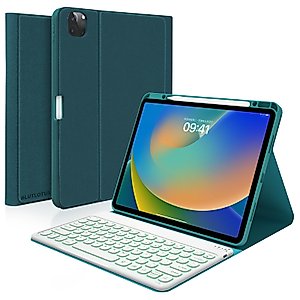 BLUTLOTUS Keyboard Case for iPad Air 13 2024, ipad Pro 12.9 inch 2022/2021/2020 (6th/5th/4th Gen),Smart Folio Tablet Cover with Pencil Holder, 7 Color Backlit Detachable Wireless Keyboard-Teal
