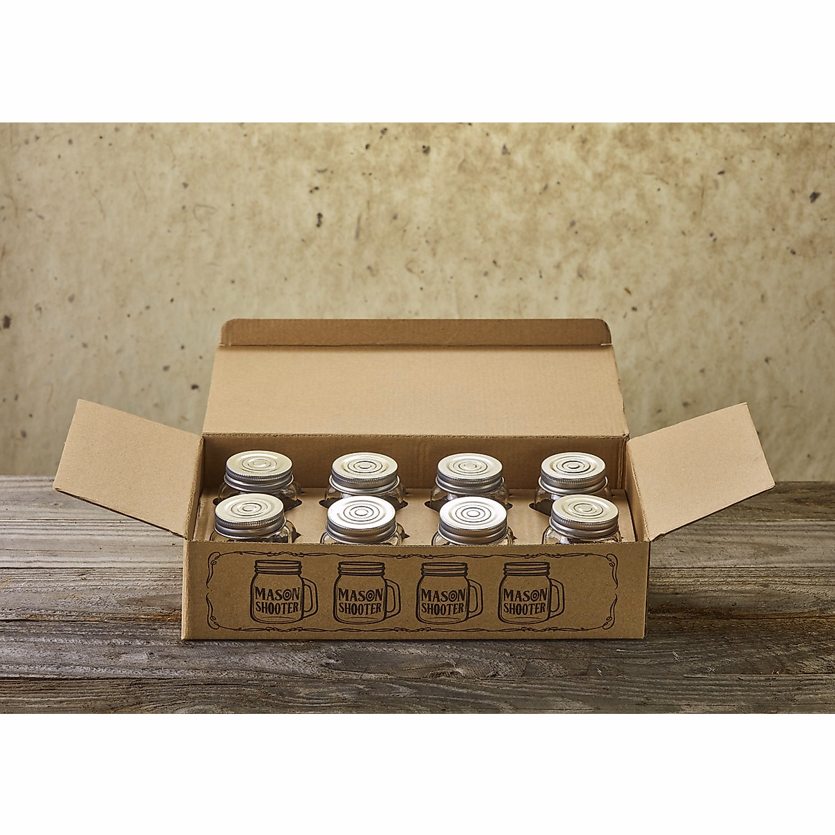 Hayley Cherie Mason Jar Shot Glasses with Leak Proof Lids (Set of 8) Mini Mason Shooter with Handles 2oz for Drinks, Liqueurs, Favors, Desserts, Parties, Gifts