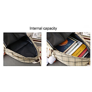 Hopecn Kawaii Backpack Set 5Pcs for Teen Girls Aesthetic School Bookbags with Cute Pendant Back to School Supplies.(Yellow)