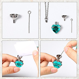 3 Pieces Cremation Urn Necklace for Ashes Keepsake Cremation Jewelry Vertical Bar Zircon Crystal Urn Necklace Urn Stainless Steel Memorial Pendant for Women Men Loved Ones (Light Blue Zircon)