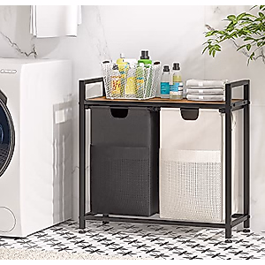 Lulive Double Laundry Hamper, Multifunctional Basket Organizer, 112L Laundry Sorter with Removable Bags and Fabric Handles, Large Top Shelf Laundry Bag for Bathroom, Dorm, Laundry Room