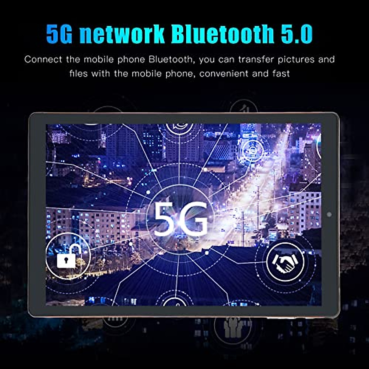 Android 12 Tablet, 10.1in HD LCD Screen Display, 5G WiFi Calling Pad, Front 200w Rear 500w Dual Camera, Long Lasting Battery, 10 Cores CPU Tablet PC 6GB 128GB(Black)