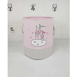 KUNRO Large Sized Round Storage Basket Organizer Bin Laundry Hamper for Nursery Clothes Toys