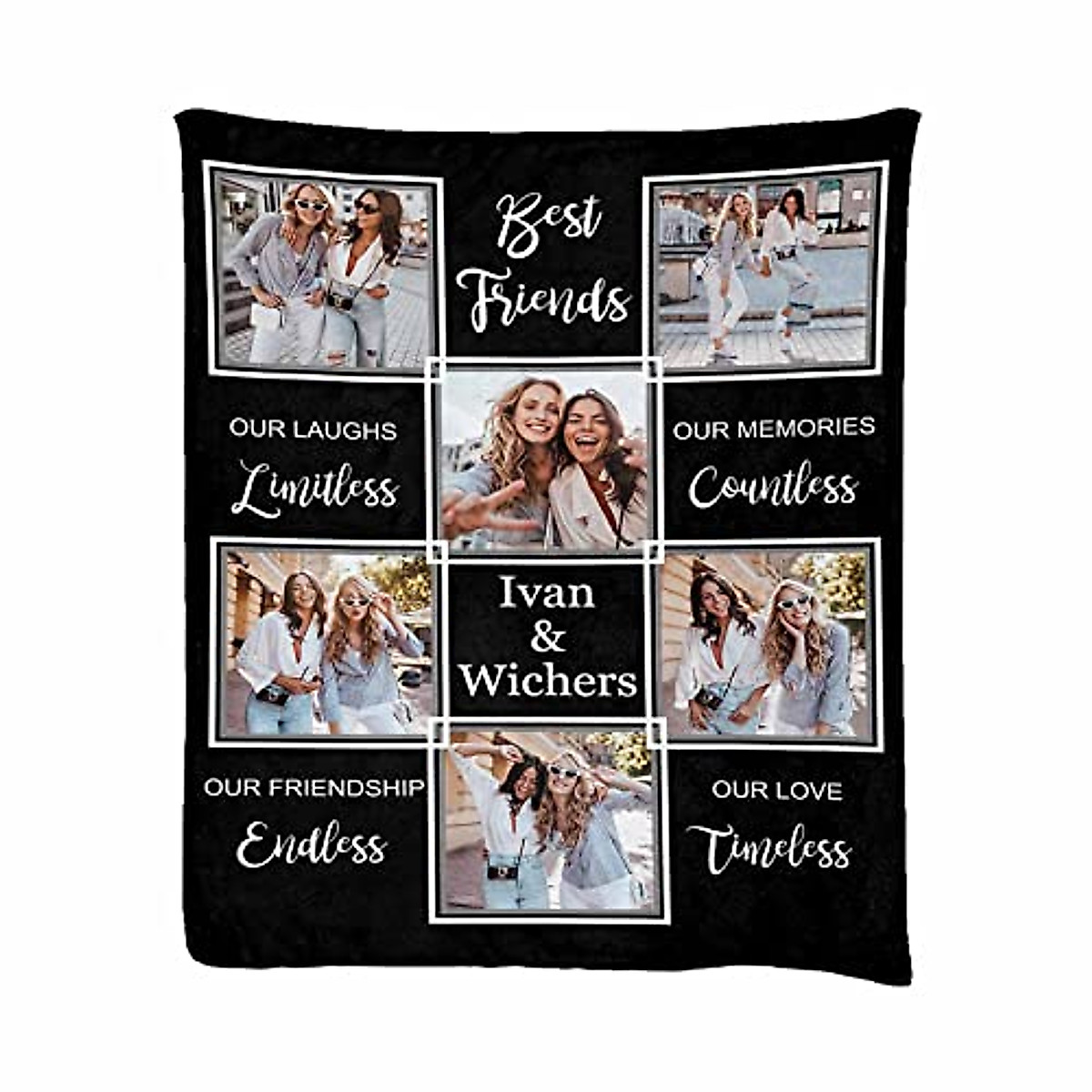 Personalized Bestie Blanket, Customized Our Friendship Endless, Our Love Timeless Bed Throw for Woman Sister Custom Blanket Throws to Best Friend Birthday Gifts 40x50
