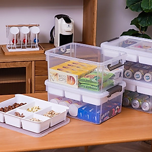 Citylife 17 QT Storage Box with Removable Tray Closet Organizers and Storage Clear Storage Container for Organizing, Craft, Tools, Files, Office Supplies, 4 Packs