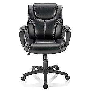 Brenton Studio® Mayhart Vinyl Mid-Back Chair, Black