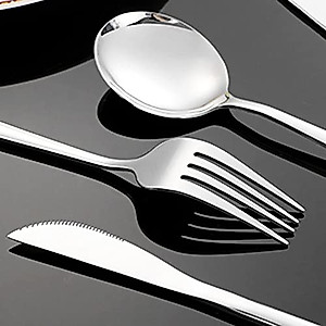410 Stainless Steel 12 Pieces Shiny Restaurant Tableware Cutlery Set Serving Utensils Set (Silver)
