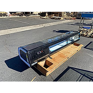 Refrigerated Sushi Display Cooler Case Countertop Black Color 5 Pan Commercial Refrigerator ; LED Lighting; 72" Wide NSF ETL -RTS-132B